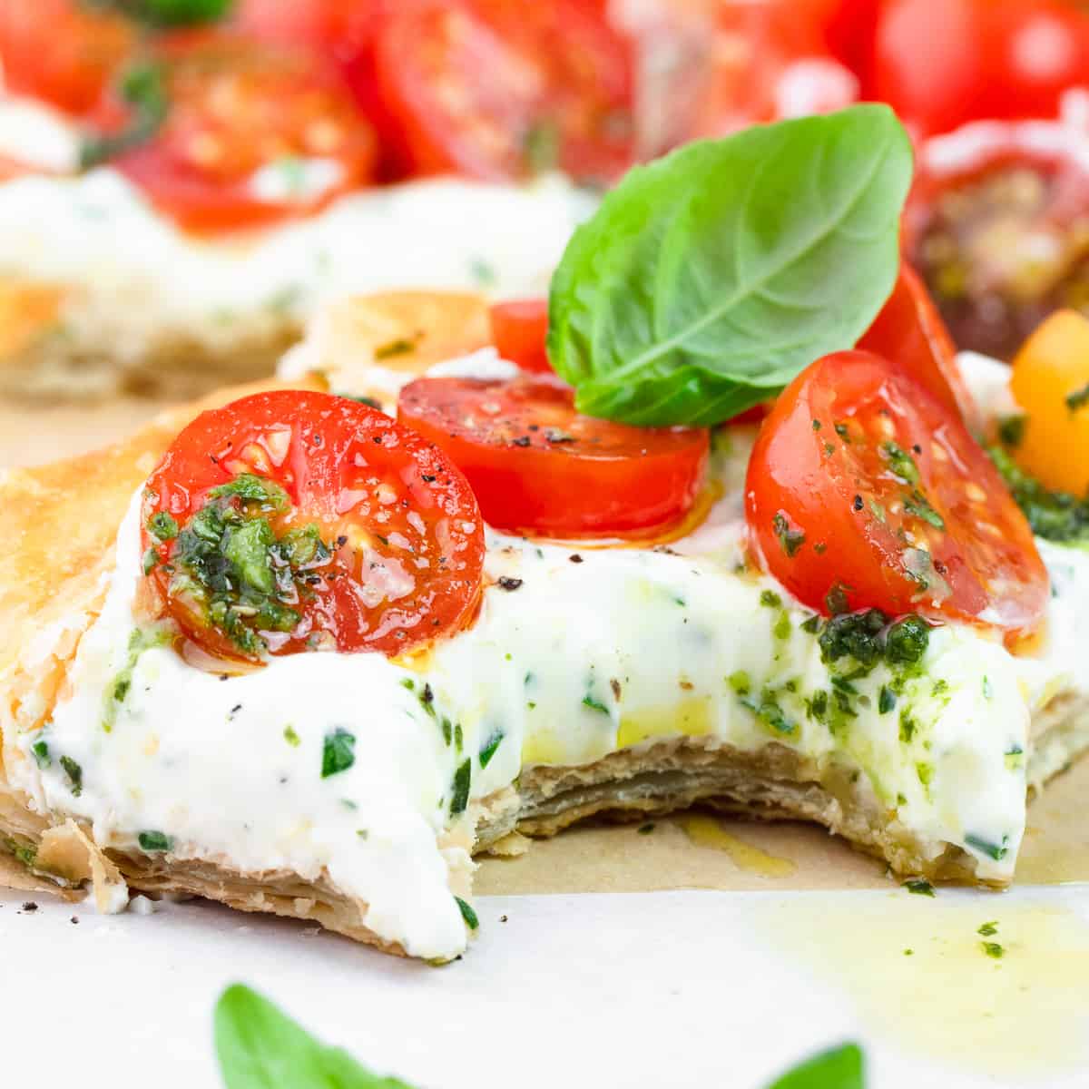 Tomato Basil Puff Pastry Tart : Short Stack Kitchen