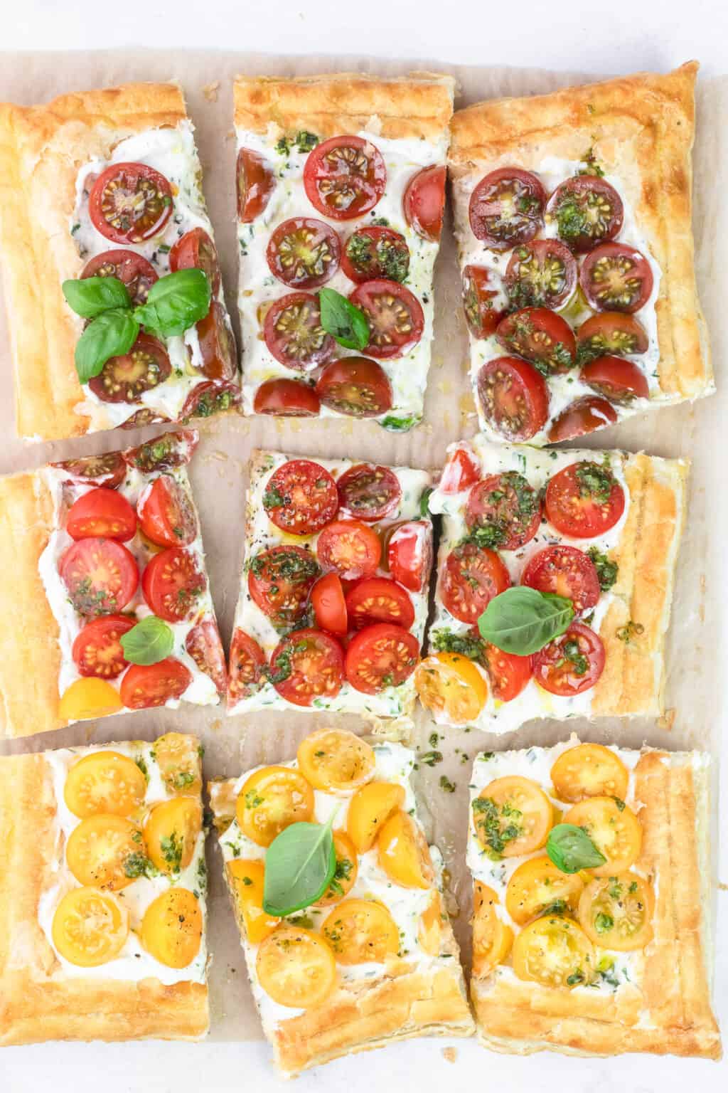 Tomato Basil Puff Pastry Tart | Short Stack Kitchen