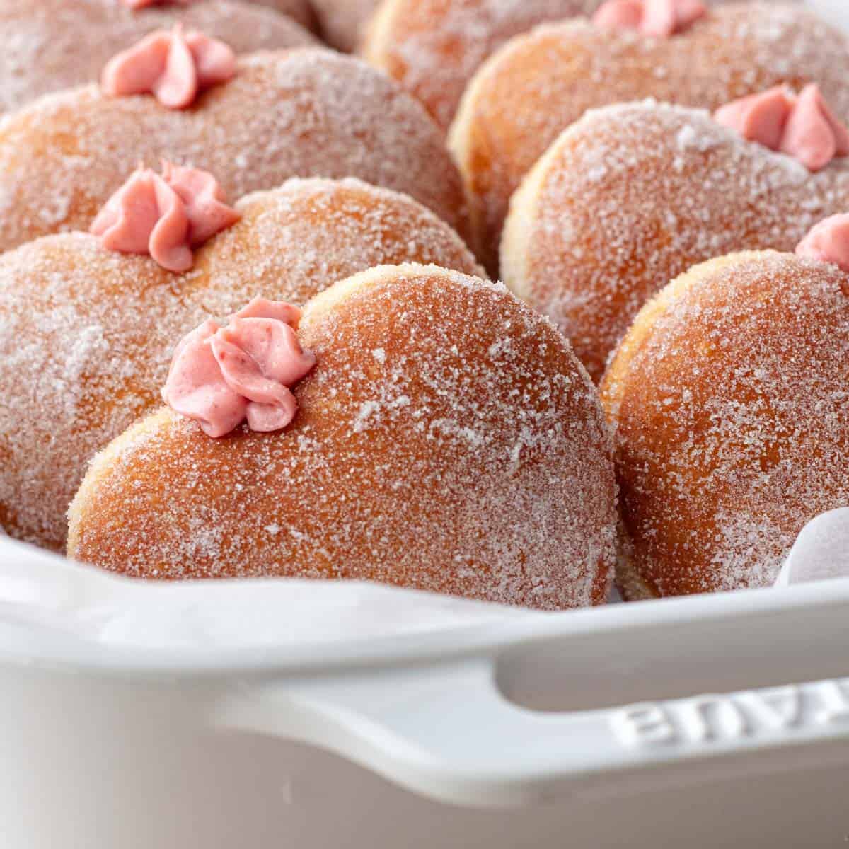 Heart Shaped Strawberry Cheesecake Donuts | Short Stack Kitchen