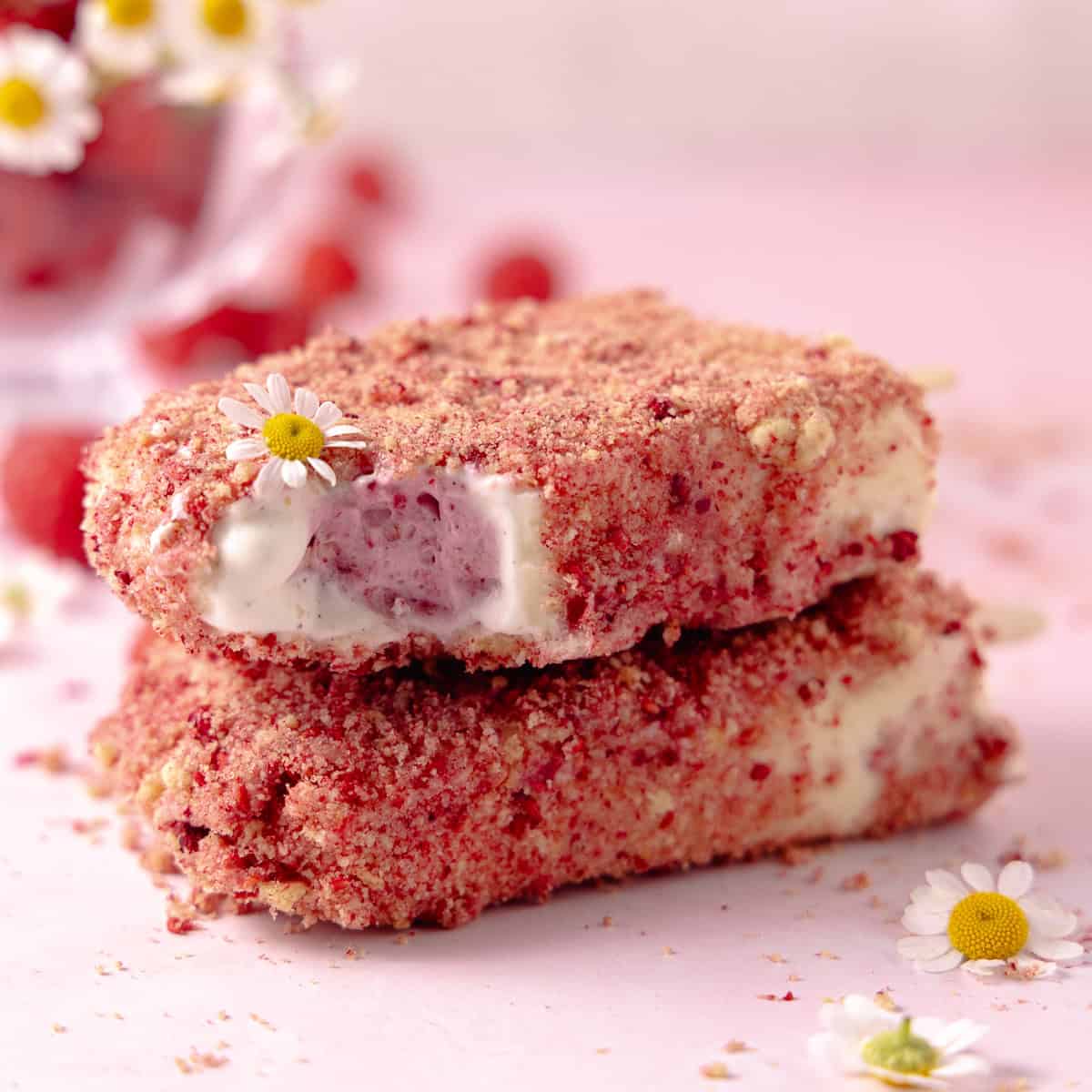 Raspberry Shortcake Ice Cream Bars | Short Stack Kitchen