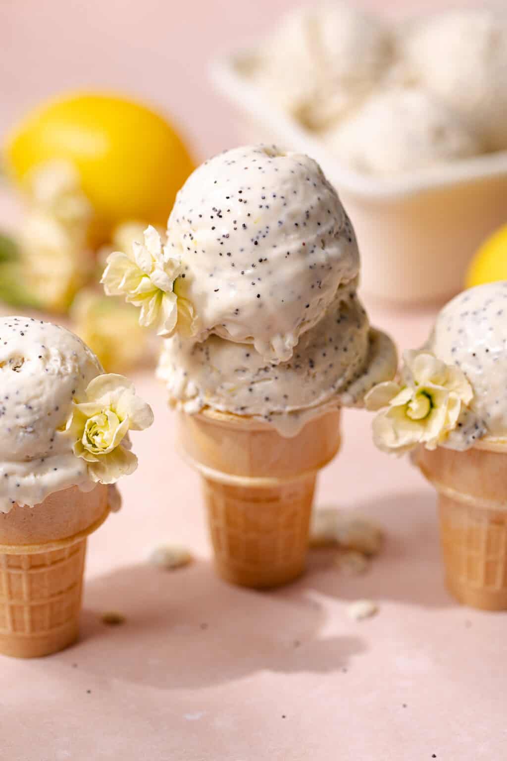 Lemon Poppy Seed Ice Cream (no-churn) | Short Stack Kitchen